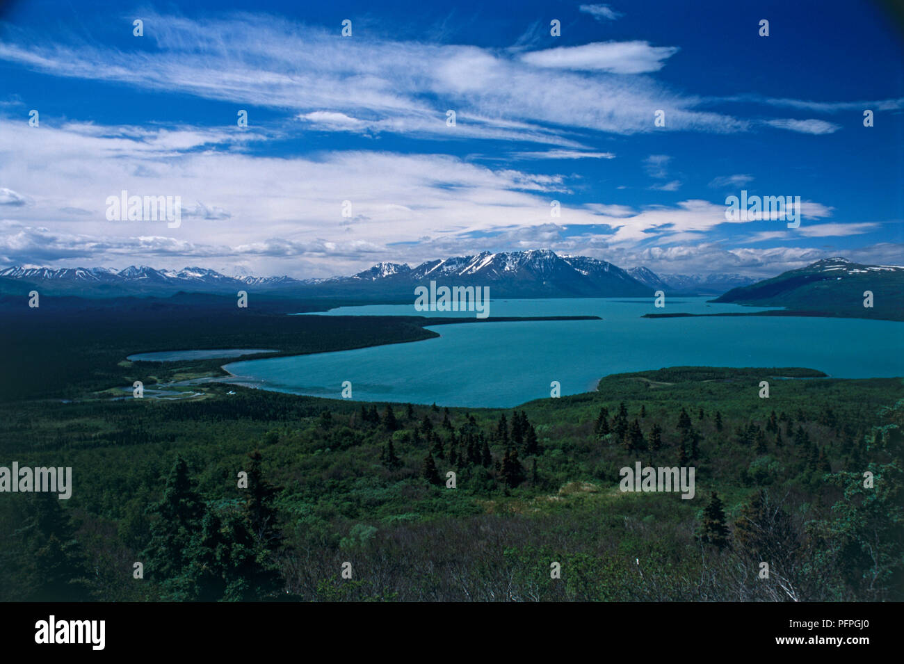 USA, Alaska, Katmai National Park, Iliuk Arm of Naknek Lake with ...