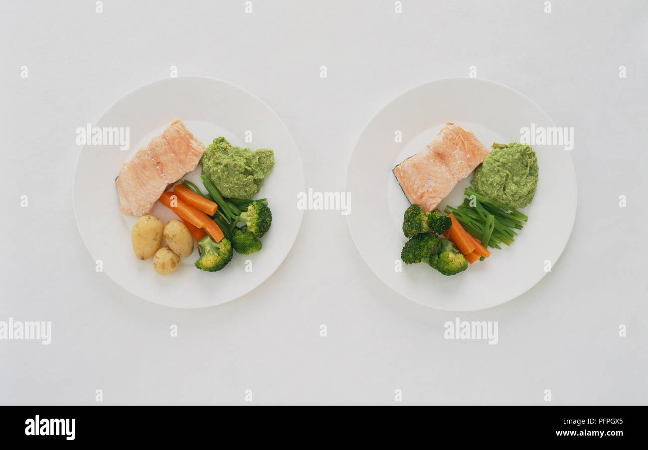 Two salmon fillets and vegetables hi-res stock photography and images ...