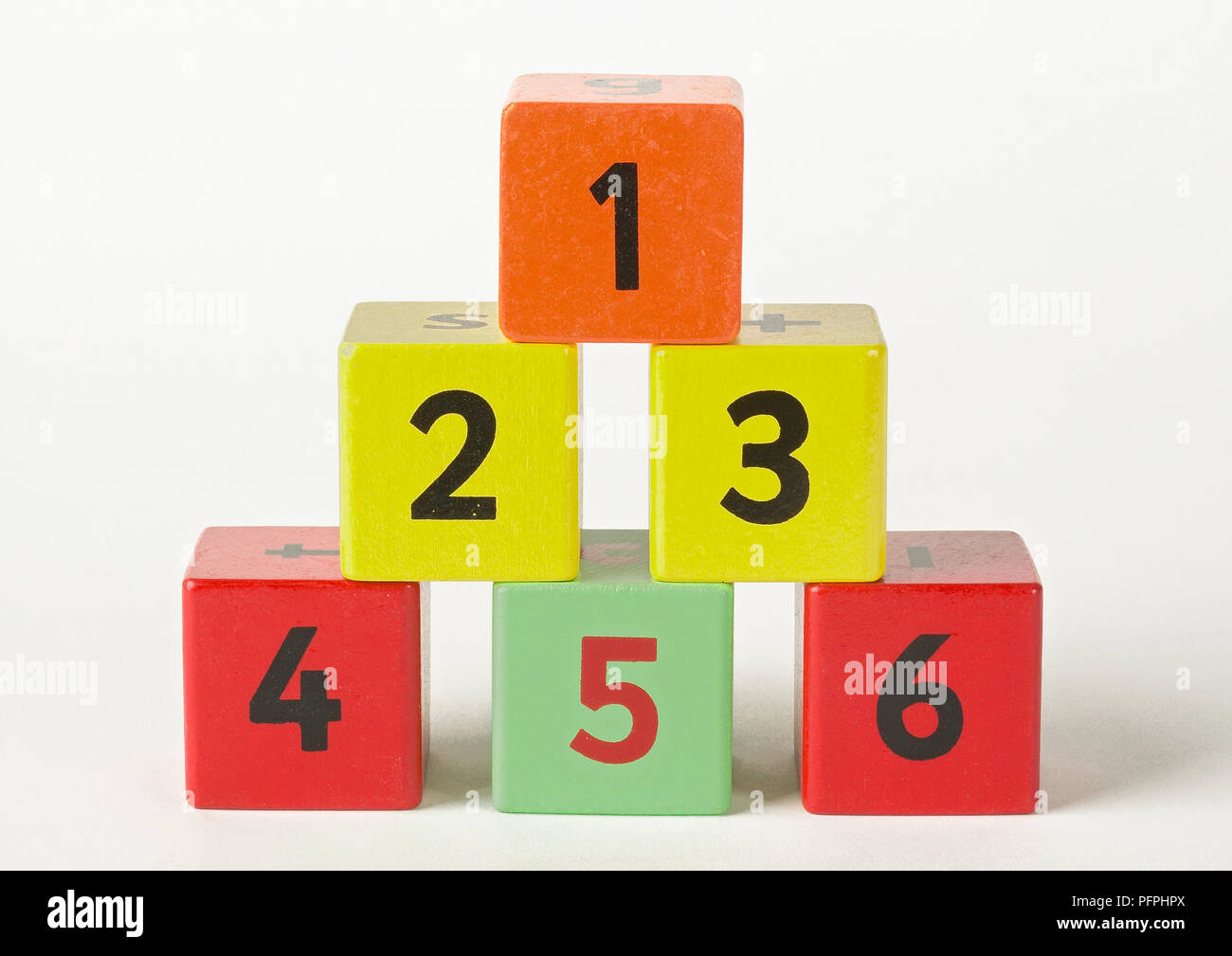Pyramid of wooden blocks with numbers on Stock Photo - Alamy
