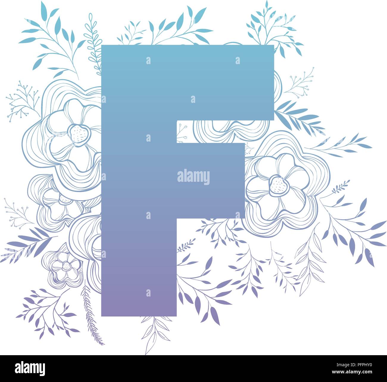 letter f with floral decoration Stock Vector Image & Art - Alamy