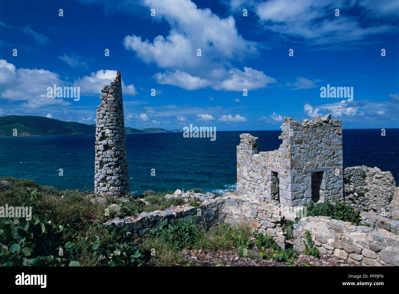 British Virgin Islands, Virgin Gorda, Coppermine National Park, ruins ...