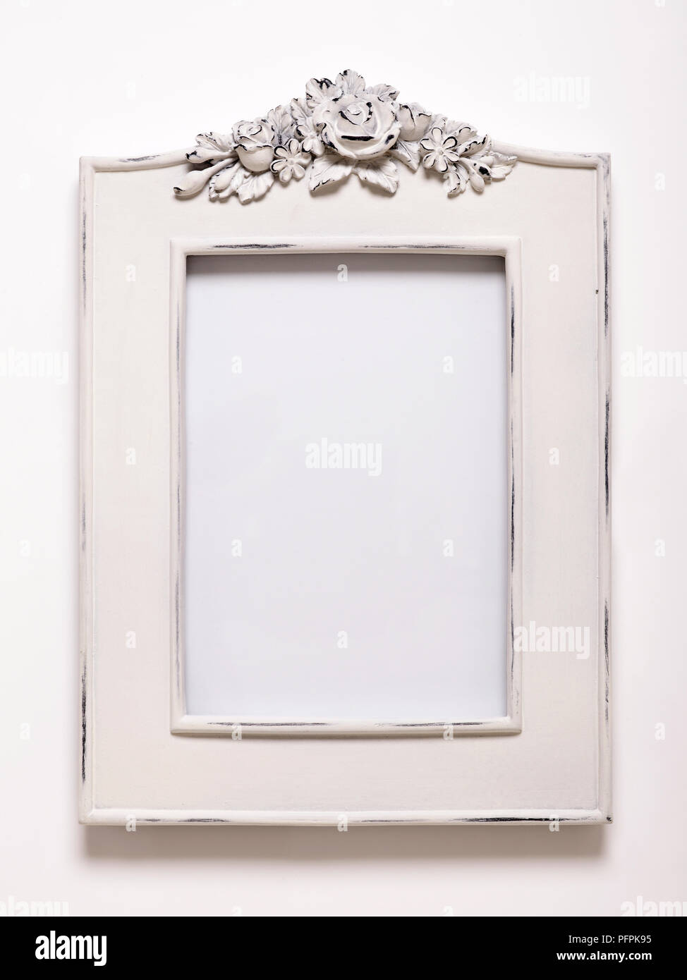 White picture frame with floral detail Stock Photo - Alamy