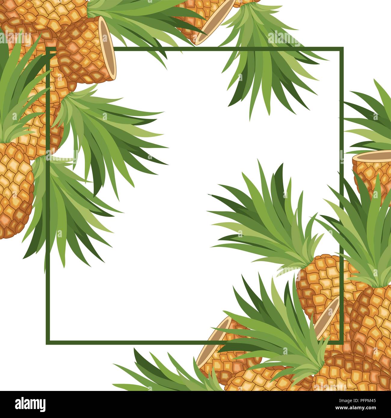 pineapple fresh fruit frame Stock Vector Image & Art - Alamy