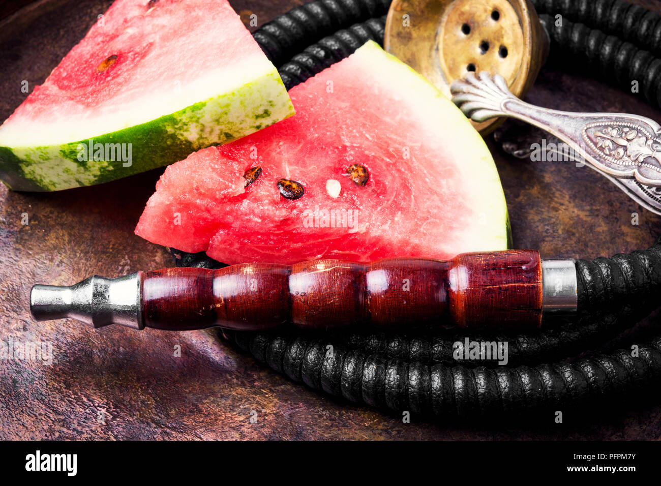 Fashionable fruit smoking hookah with a tobacco flavor of watermelon ...