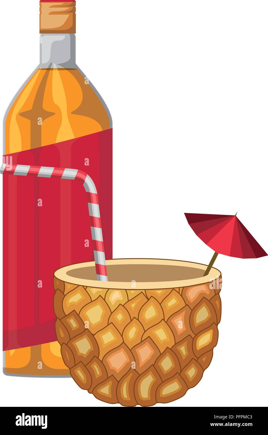 pineapple cocktail with bottle Stock Vector Image & Art - Alamy