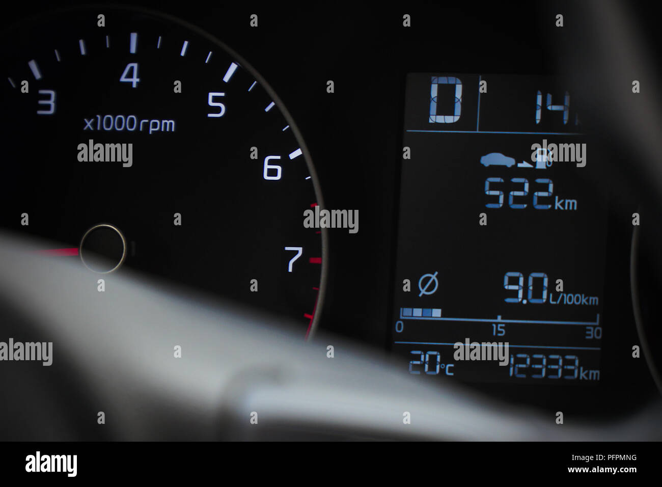 Photo speedometer in the car on the dashboard Stock Photo - Alamy