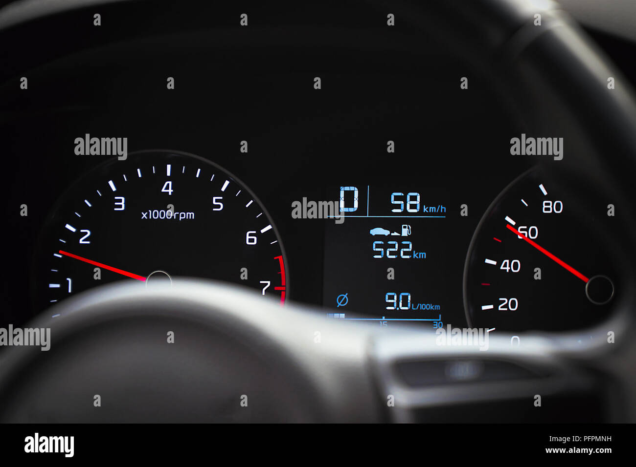 Photo speedometer in the car on the dashboard Stock Photo - Alamy