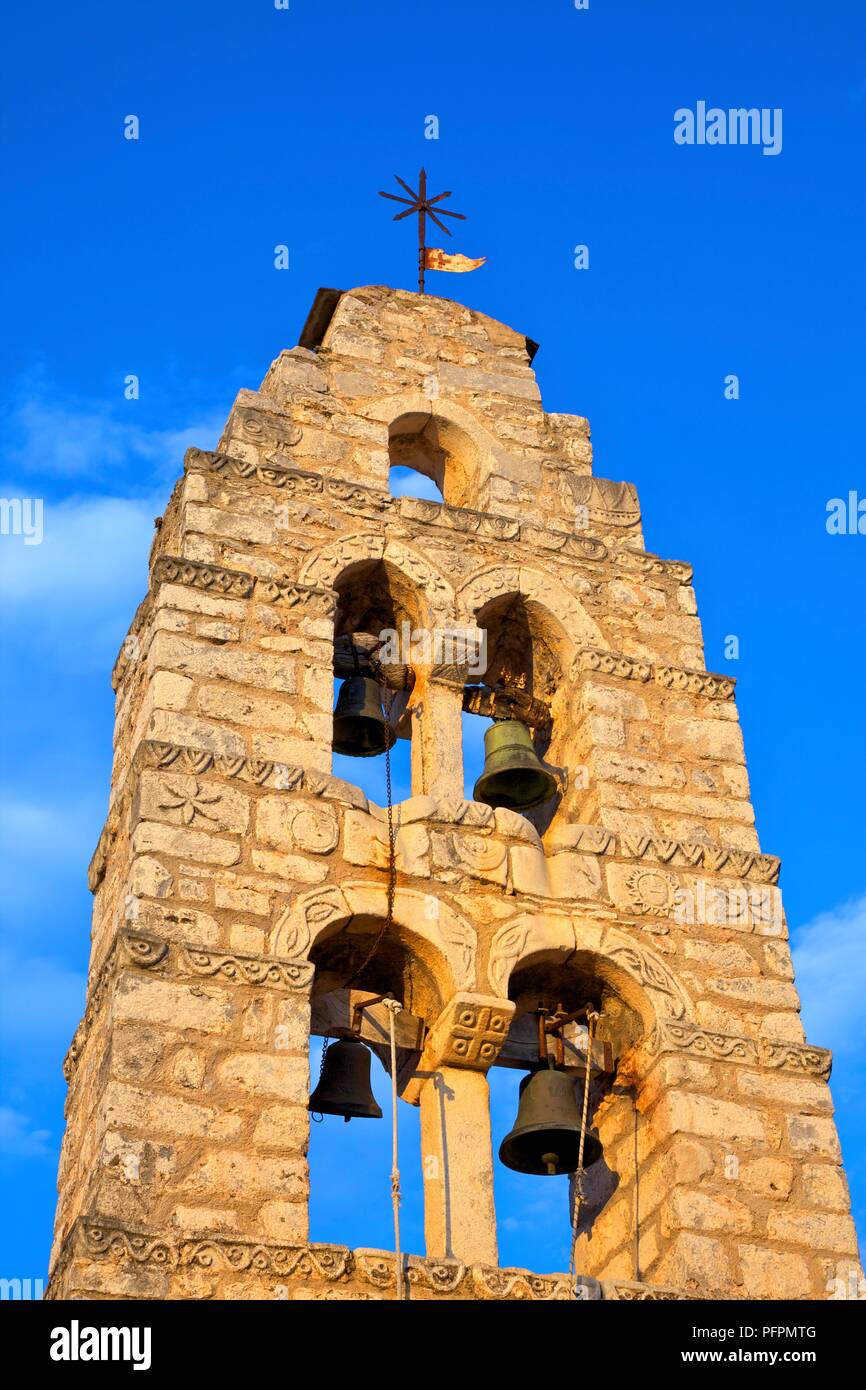 Bell Tower, Areopoli, Mani Peninsula, The Peloponnese, Greece, Southern ...