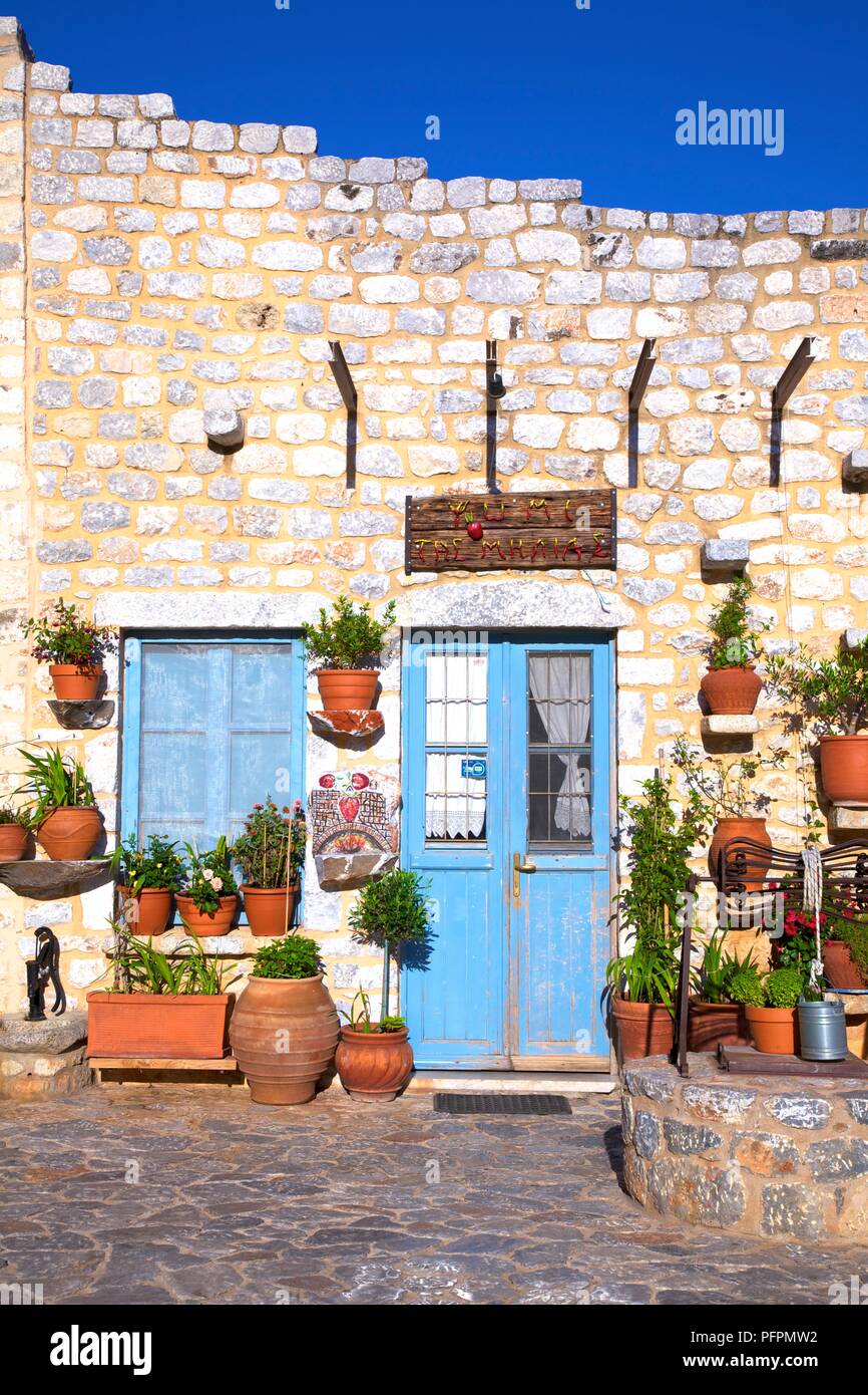 Bakery Shop Facade, Areopoli, Mani Peninsula, The Peloponnese, Greece ...