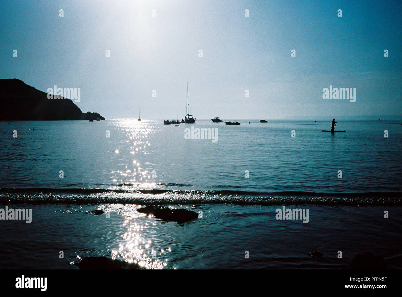 Sunset over Inner Hope Cove beach, Hope Cove, Kingsbridge, Devon ...