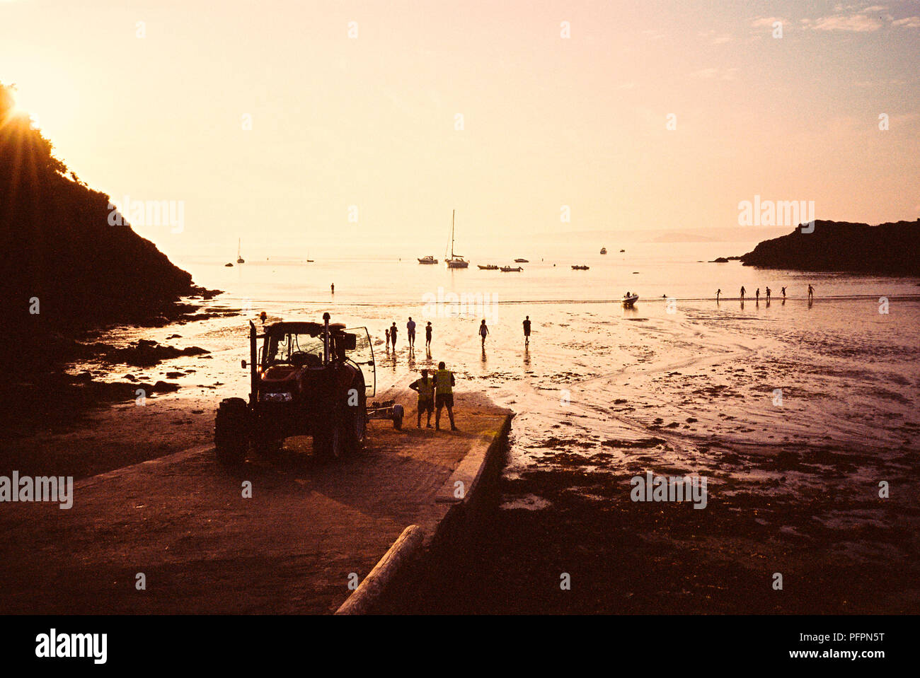 Sunset at Inner Hope Cove beach, Hope Cove, Kingsbridge, Devon, England ...