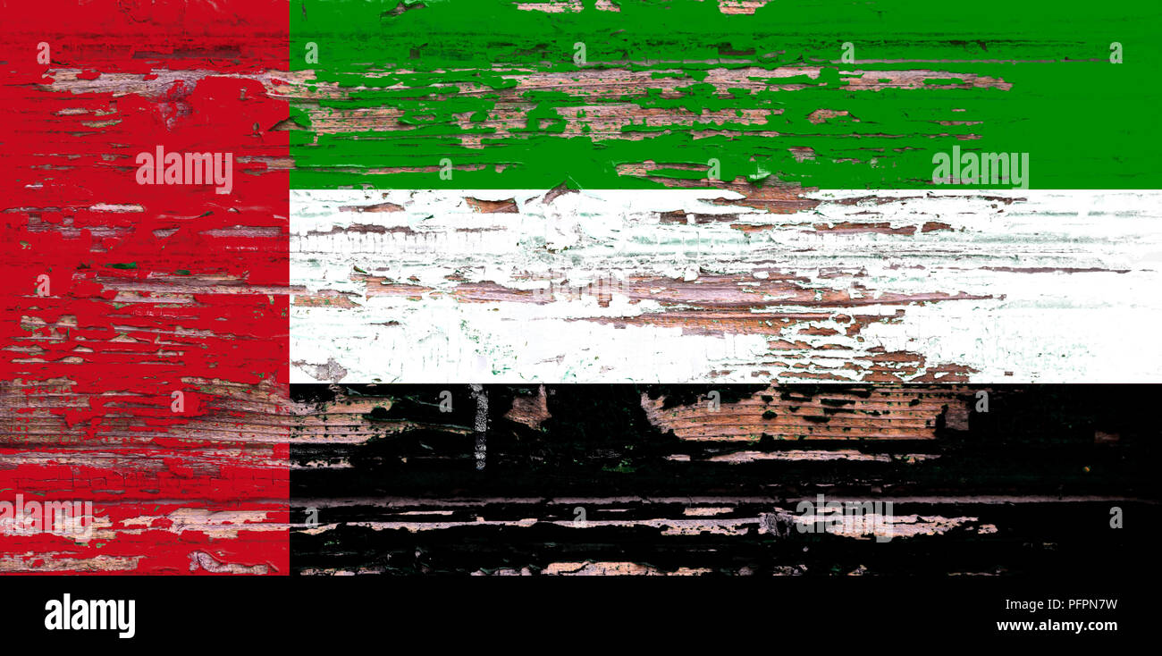 National flag of United Arab Emirates on a dull wooden background Stock ...