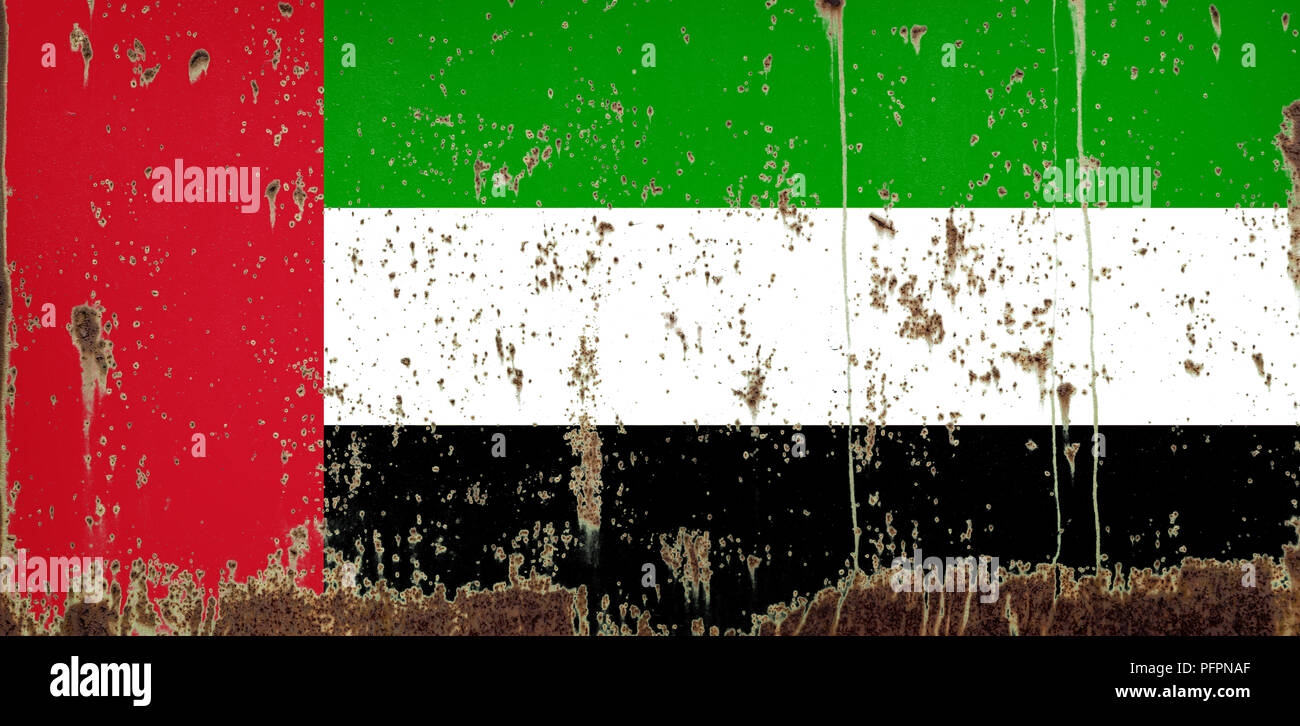 National flag of United Arab Emirates on rusty metal texture Stock ...