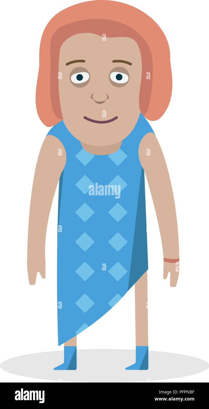 A girl in a blue dress on isolated white background. Vector character in a flat style Stock ...