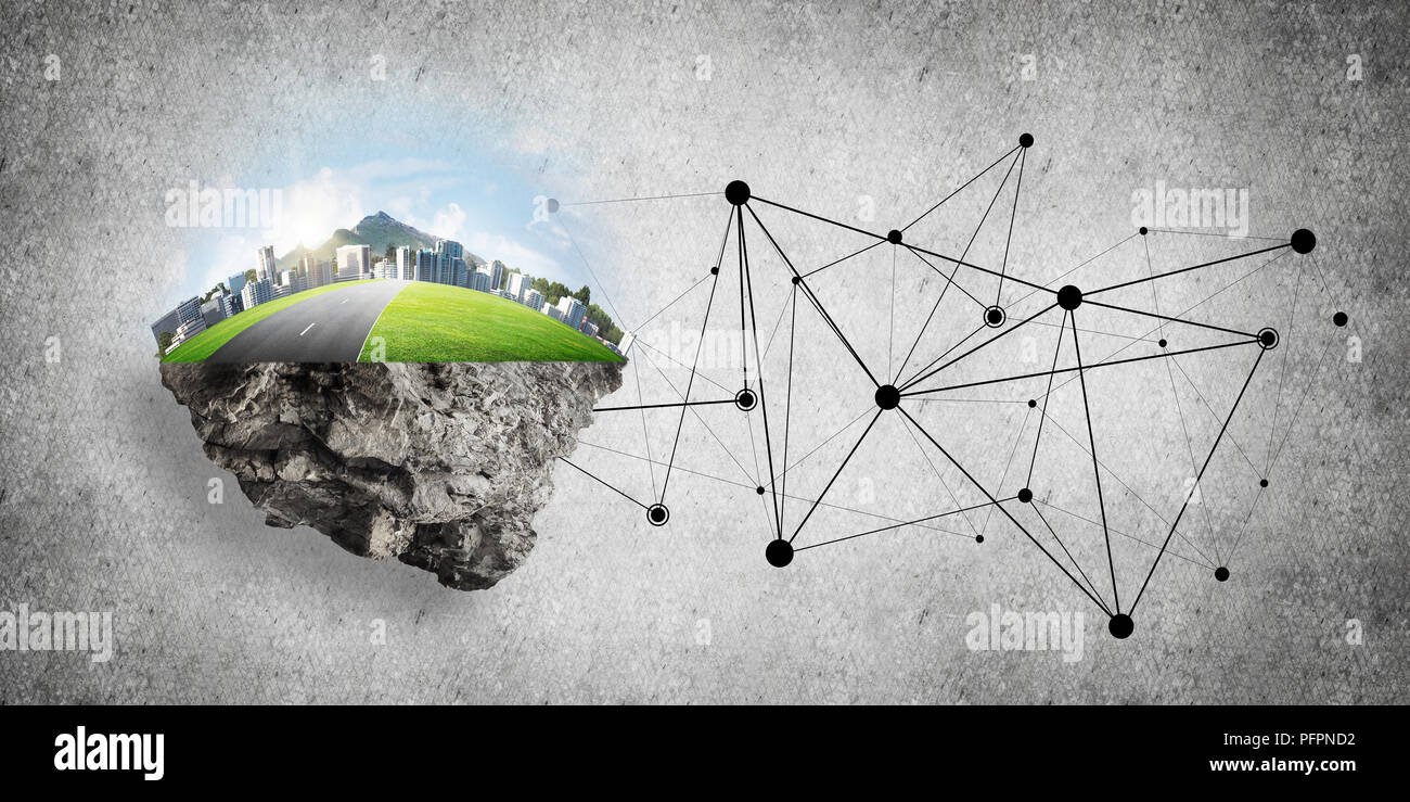 Concept of modern networking technologies and eco green construction ...