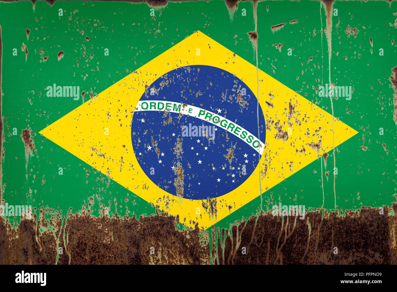 National flag of Brazil on rusty metal texture Stock Photo - Alamy