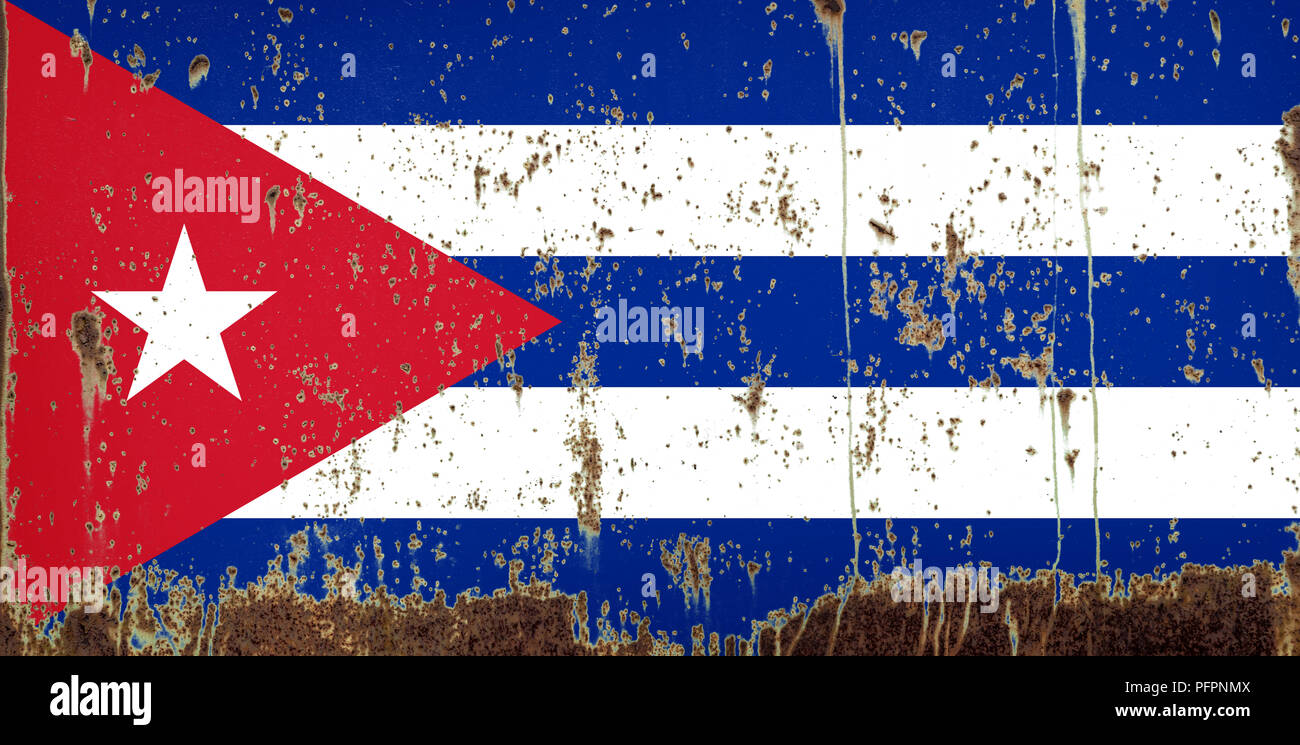 National flag of Cuba on rusty metal texture Stock Photo - Alamy