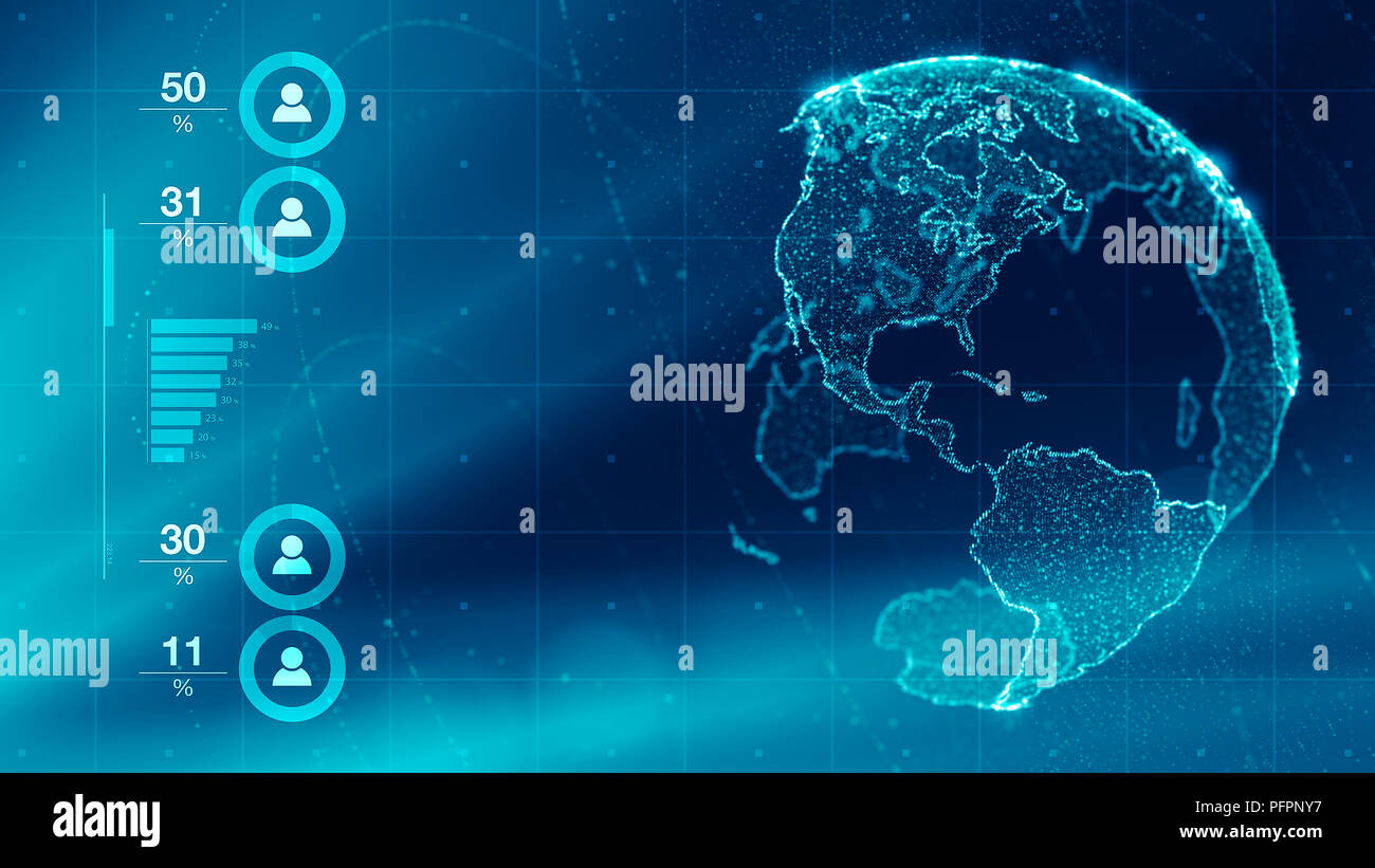 Worldwide global business data infographics, conceptual illustration ...