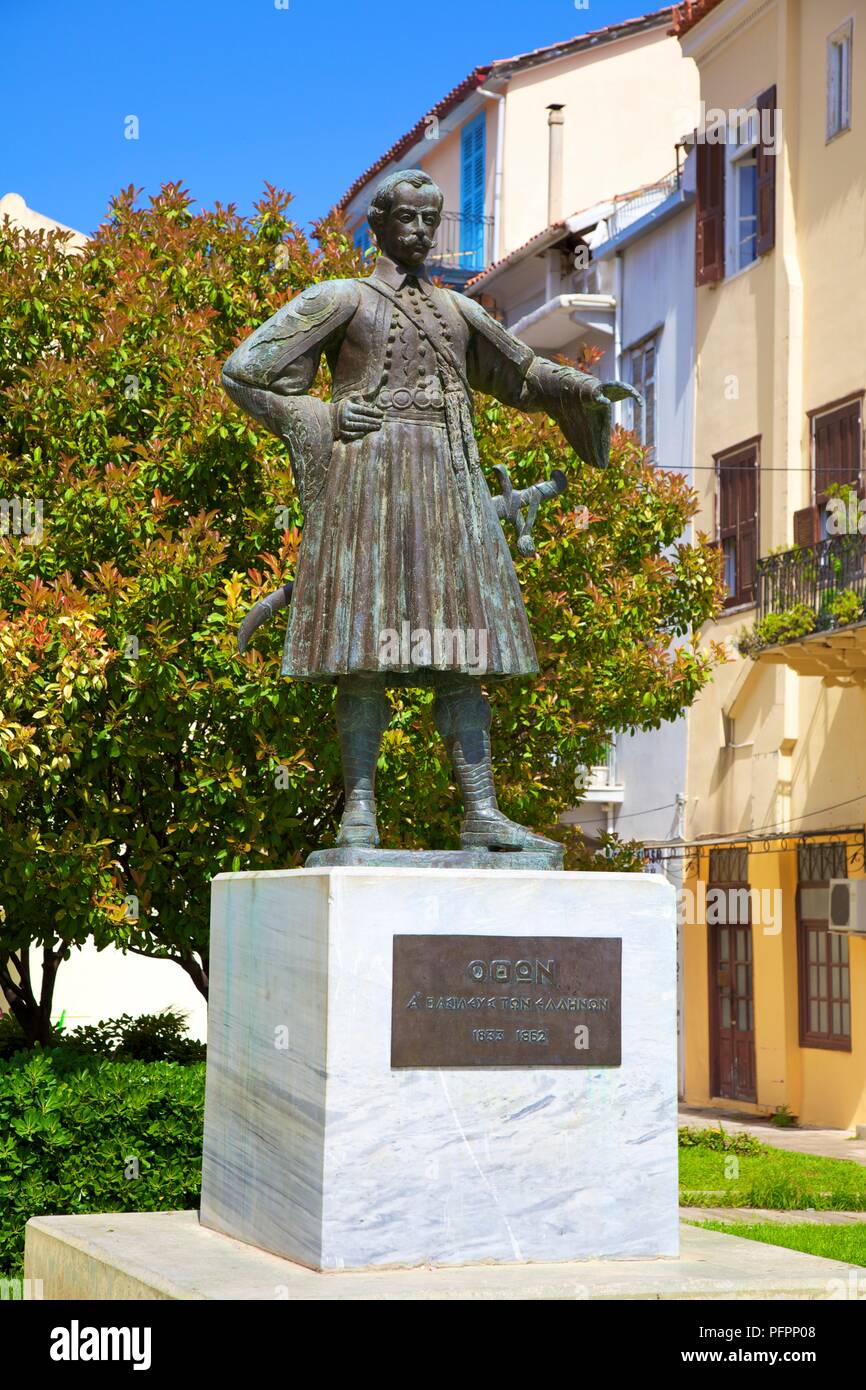 Statue of King Otto First King of Greece, Old Town of Nafplio, Argolis ...