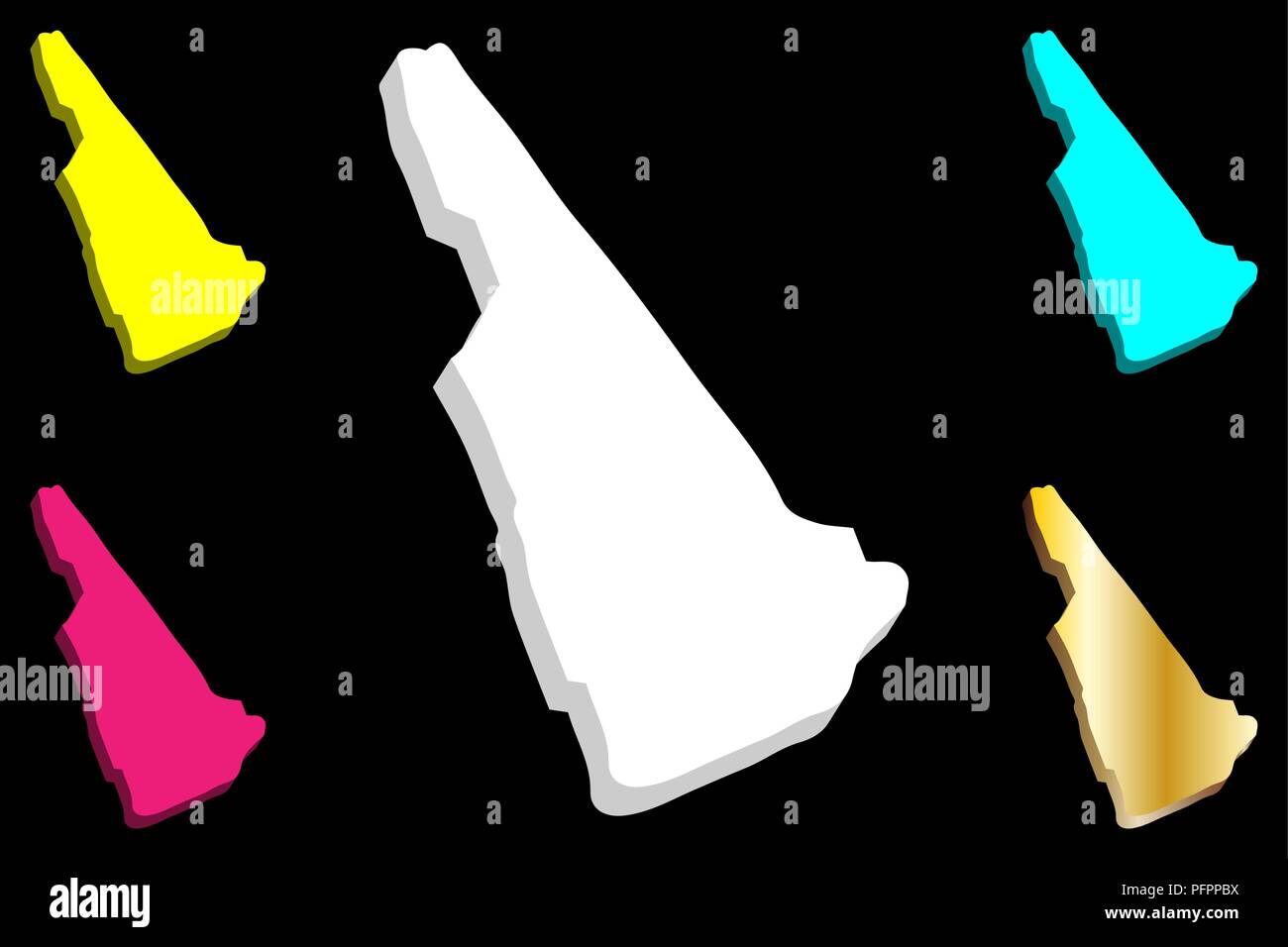 3D map of New Hampshire (United States of America, The Granite State ...