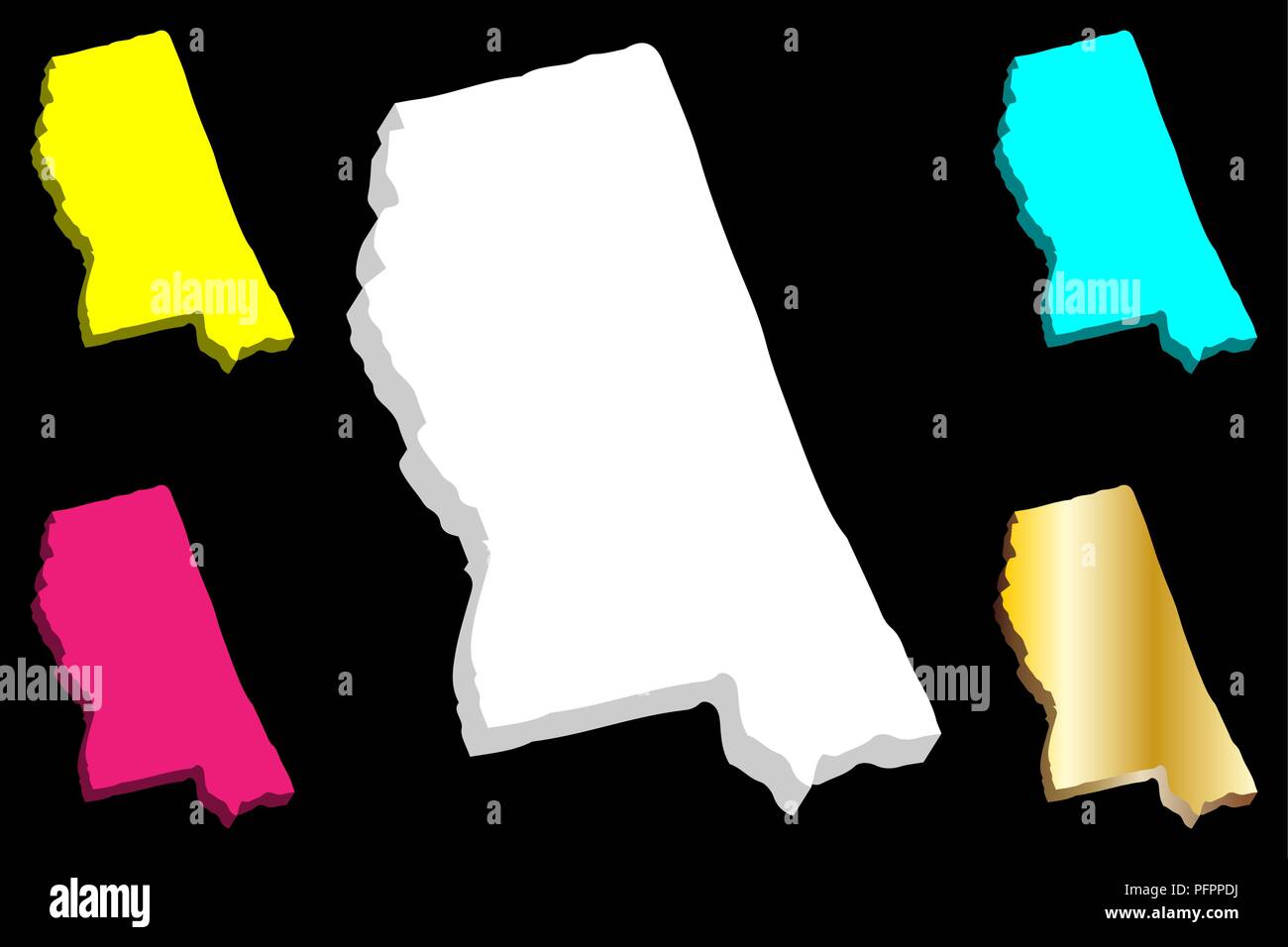 3D map of Mississippi (United States of America, The Magnolia State ...