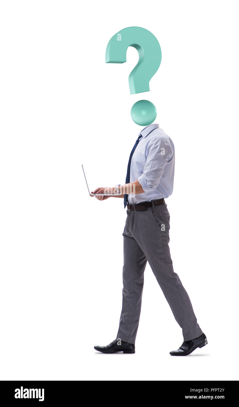 Businessman with question mark instead of his head Stock Photo - Alamy
