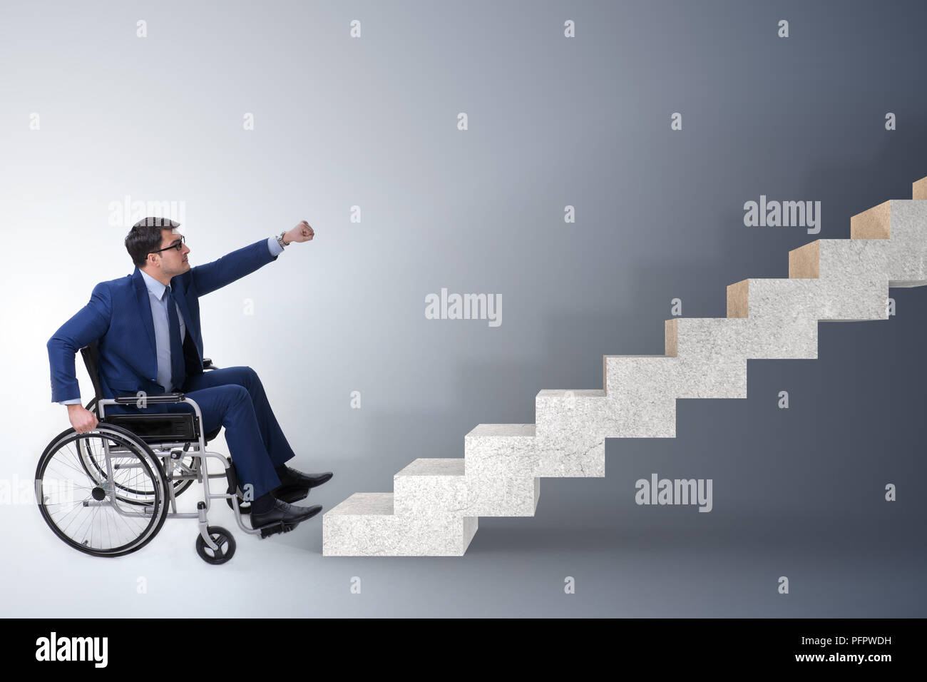 Wheelchair stairs inaccessible handicapped accessibility hi-res stock ...