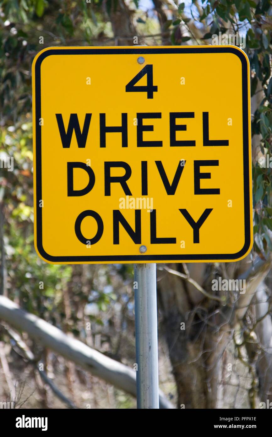 Australia, 4 Wheel Drive Only, sign Stock Photo - Alamy