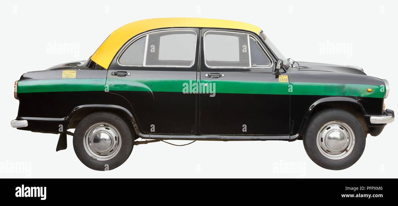 Ambassador taxi, side view Stock Photo - Alamy