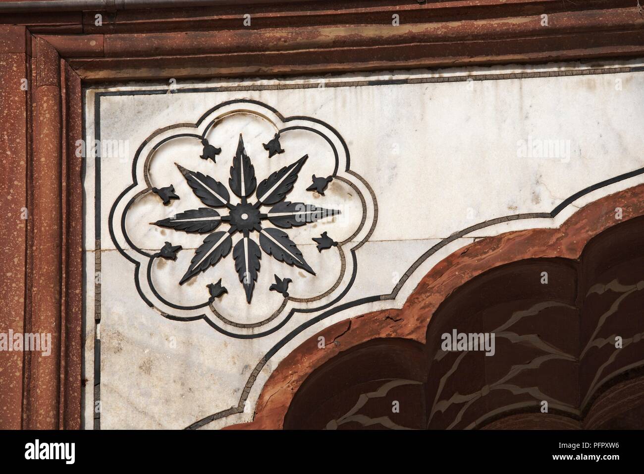India, Delhi, Jama Masjid (Masjid-i Jahan-Numa), Main Hall, intricate ...