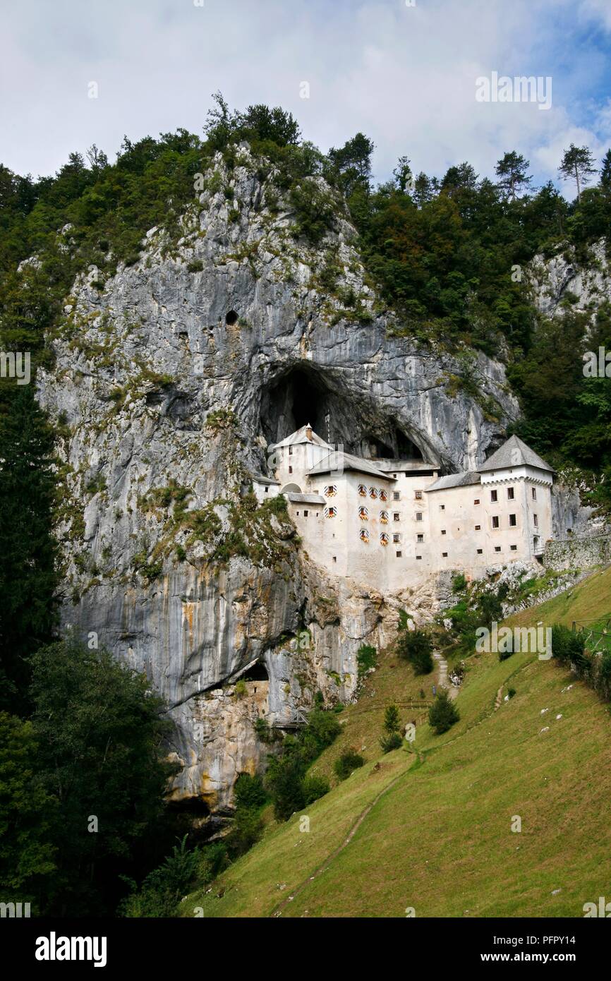 Slovenia, Predjamski Grad (Predjama Castle) facade of Renaissance ...
