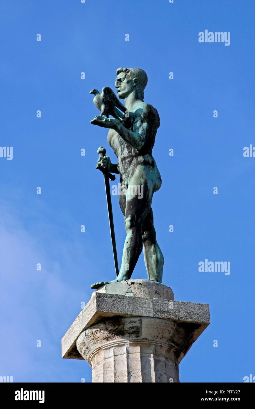 Serbia, Belgrade, Kalemegdan Fortress, Ivan Mestrovic's Pobednik statue ...