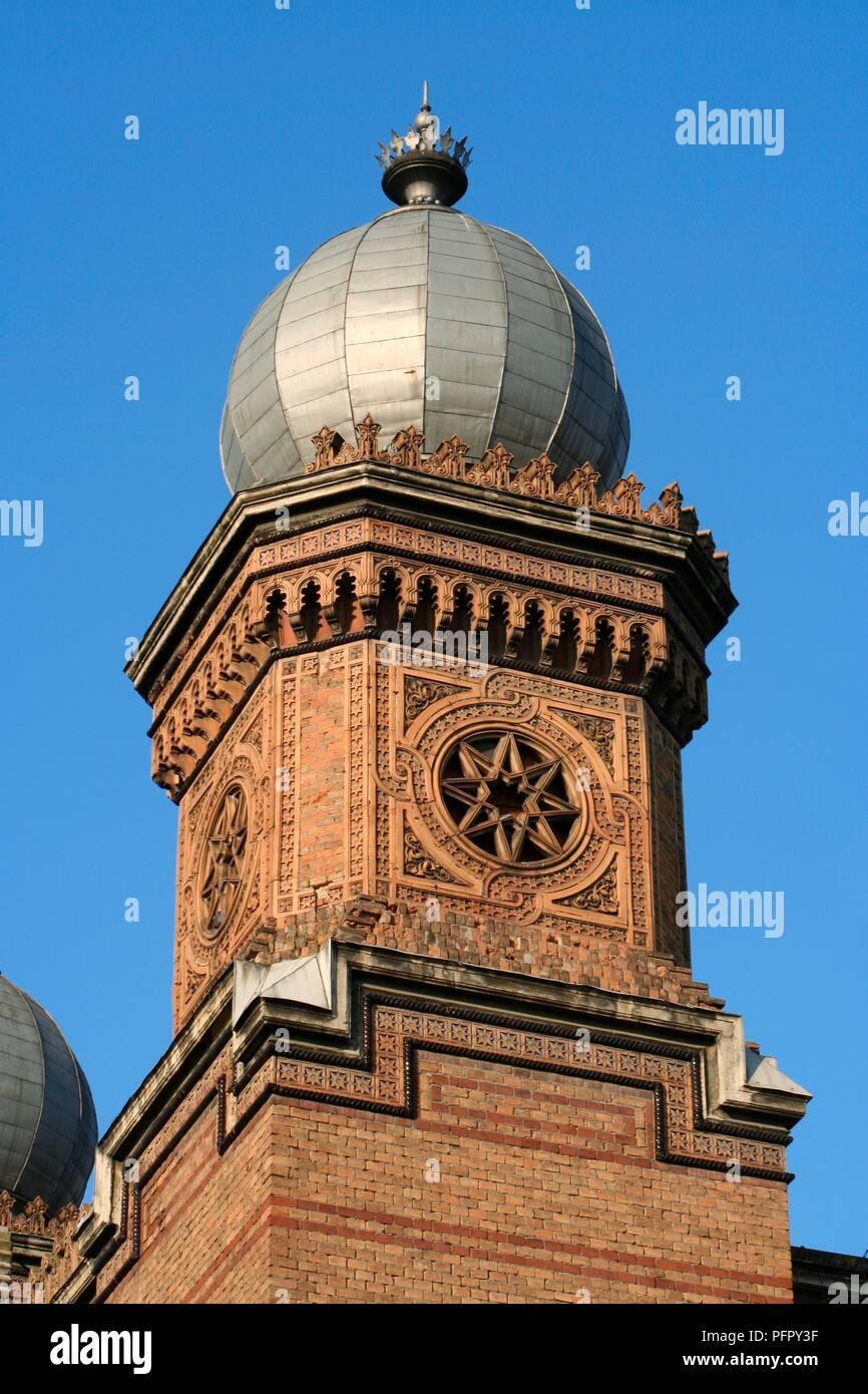 Romania, Banat, Timisoara, Great Synagogue, tower topped by onion dome ...