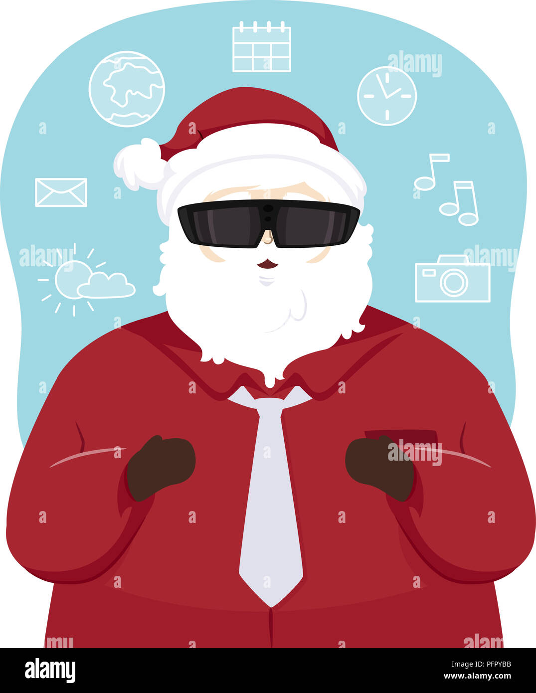 Illustration of a Modern Santa Claus Wearing a Headset for Augmented ...