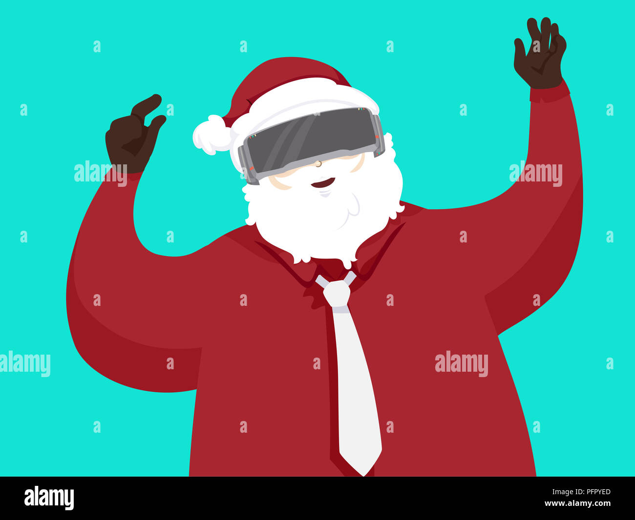 Illustration of a Modern Santa Claus Wearing a Virtual or Augmented ...