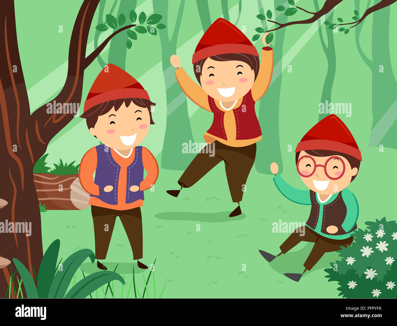 Illustration of Stickman Kid Boys Wearing Dwarf Costume Hanging Out and ...