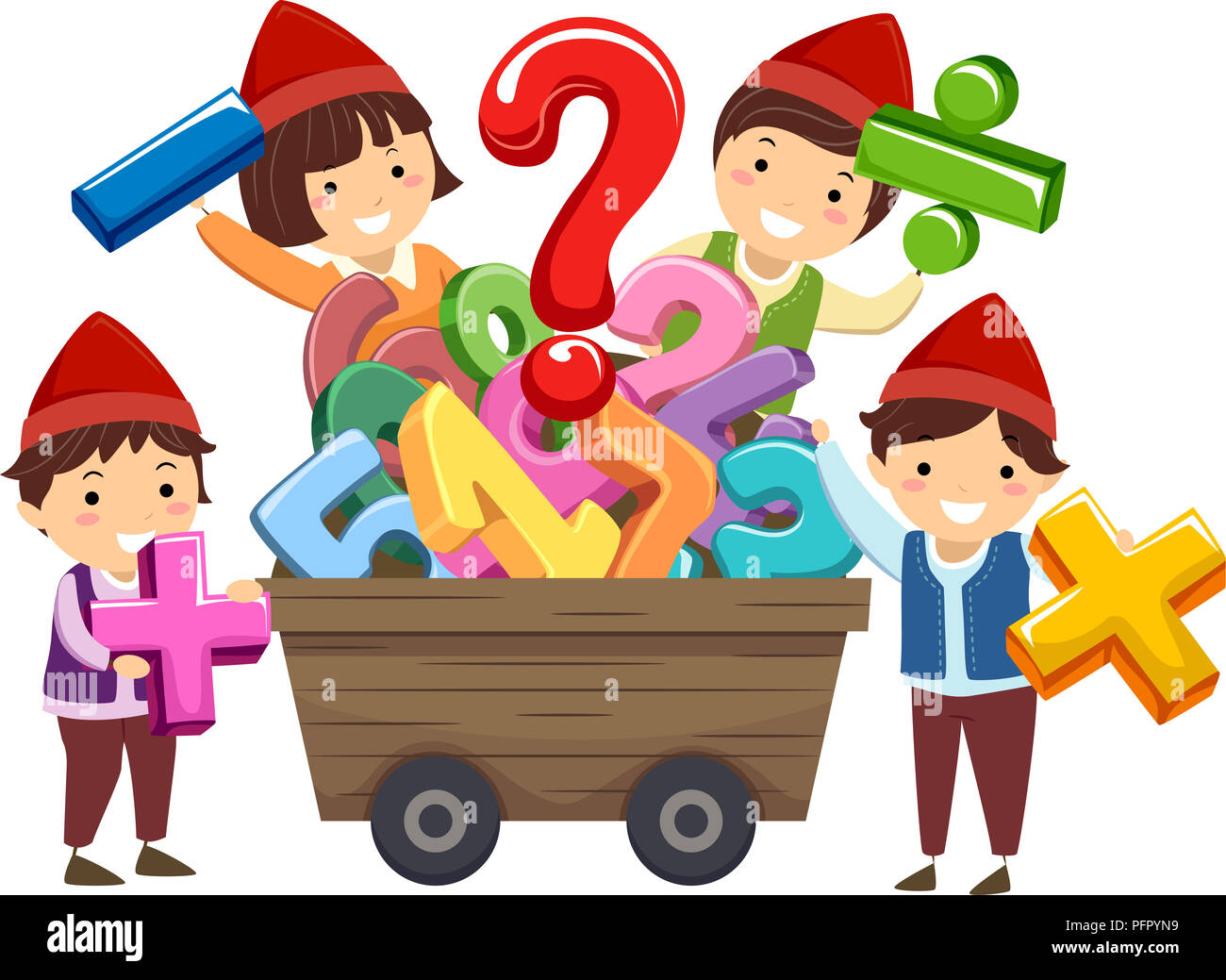 Illustration of Stickman Kids Dwarf Holding Numbers and Math Operators ...