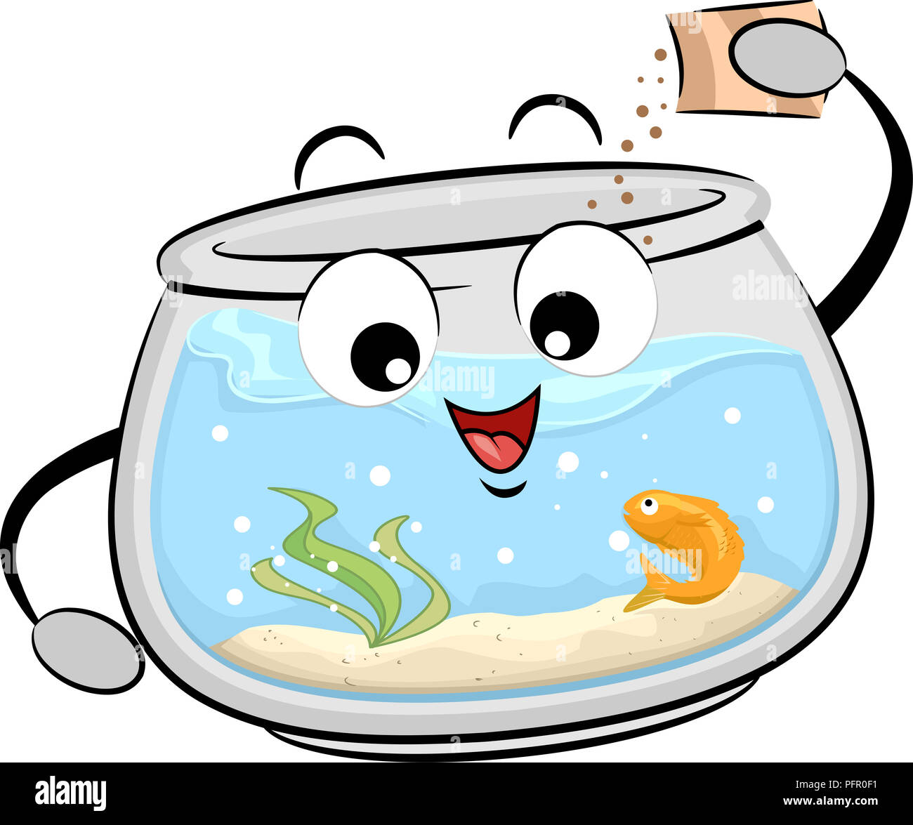Illustration of a Fishbowl Mascot Feeding the Fish Inside It Stock ...
