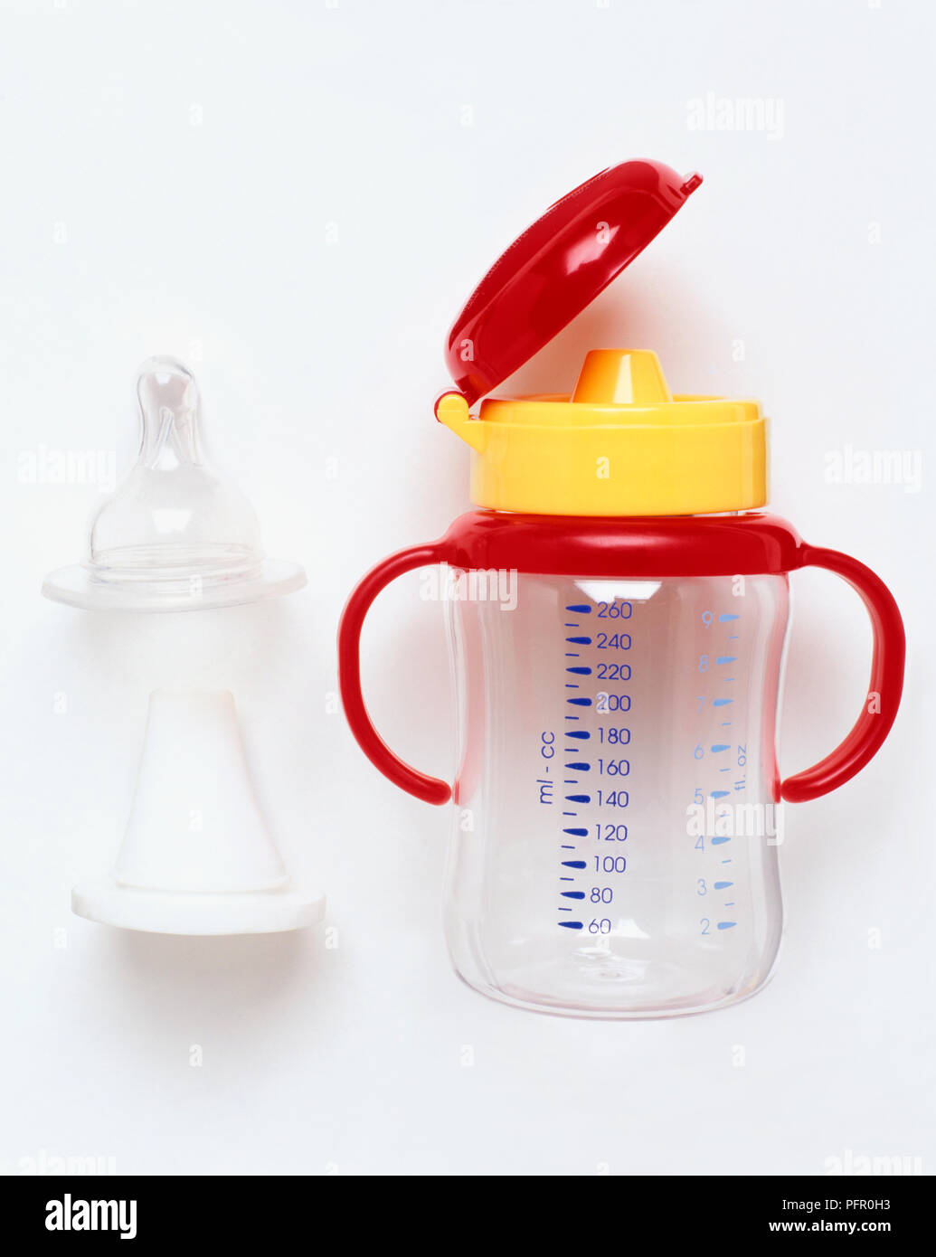 Graduated feeding cup with teat and soft spout Stock Photo - Alamy