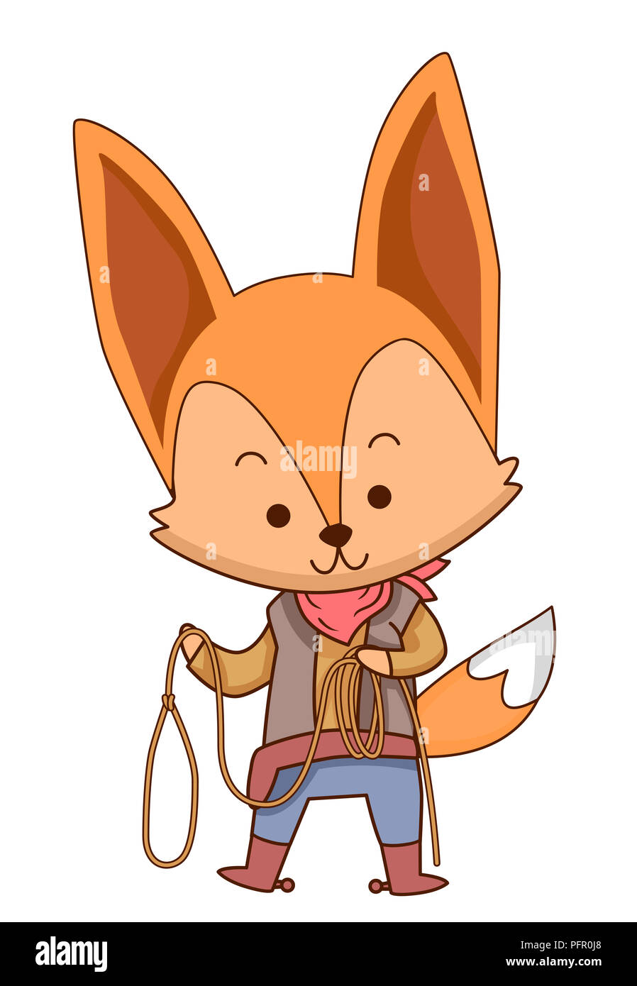 Illustration of a Fennec Fox Mascot Wearing Cowboy Costume and Holding ...