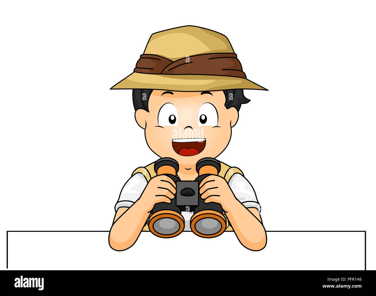 Illustration of a Kid Boy Explorer Holding Binoculars on Top of a Blank ...