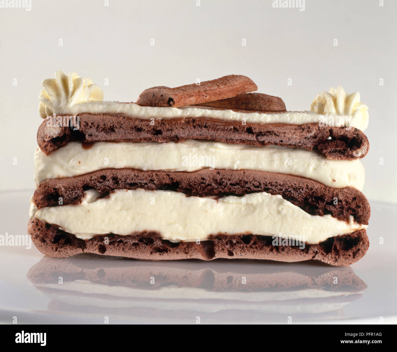 Slice of Mocha Tranche Cake Stock Photo - Alamy