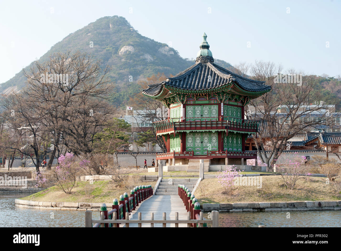 South Korea, Seoul, Gyeongbokgung Palace, Hyangwonjeong Pavilion Stock ...