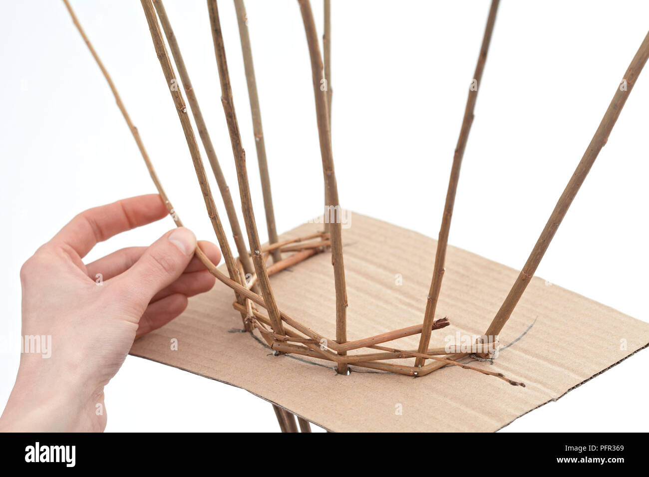 Making a willow basket, close-up Stock Photo - Alamy