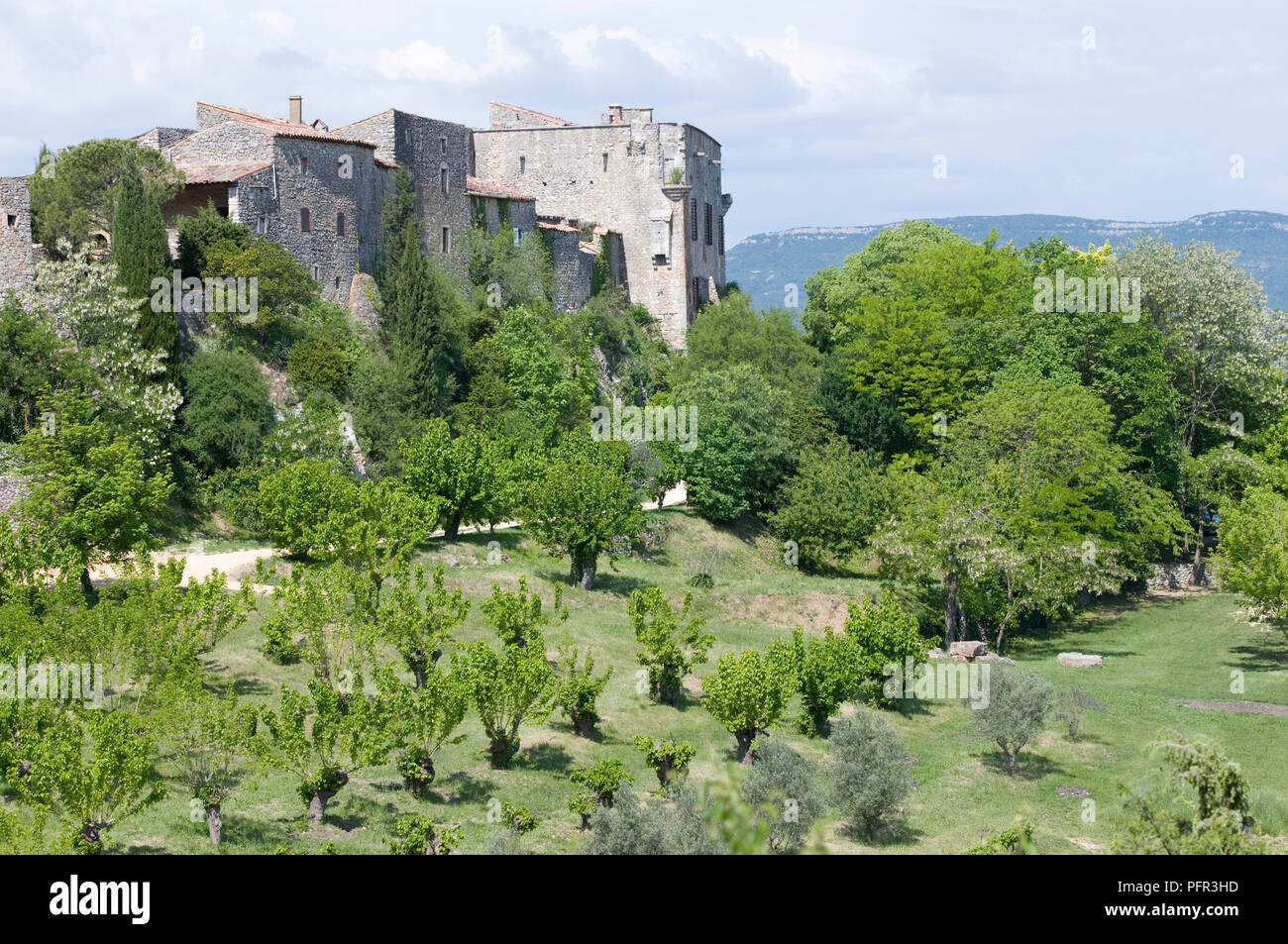 France, Labastide-de-Virac, Chateau des Roure, 15th century castle and ...