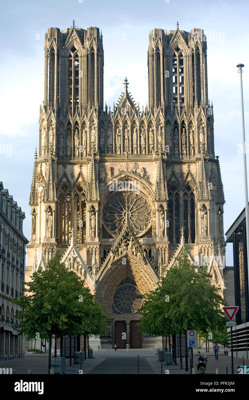 France, Champagne Region, Reims (Rheims), Reims Cathedral, front view ...