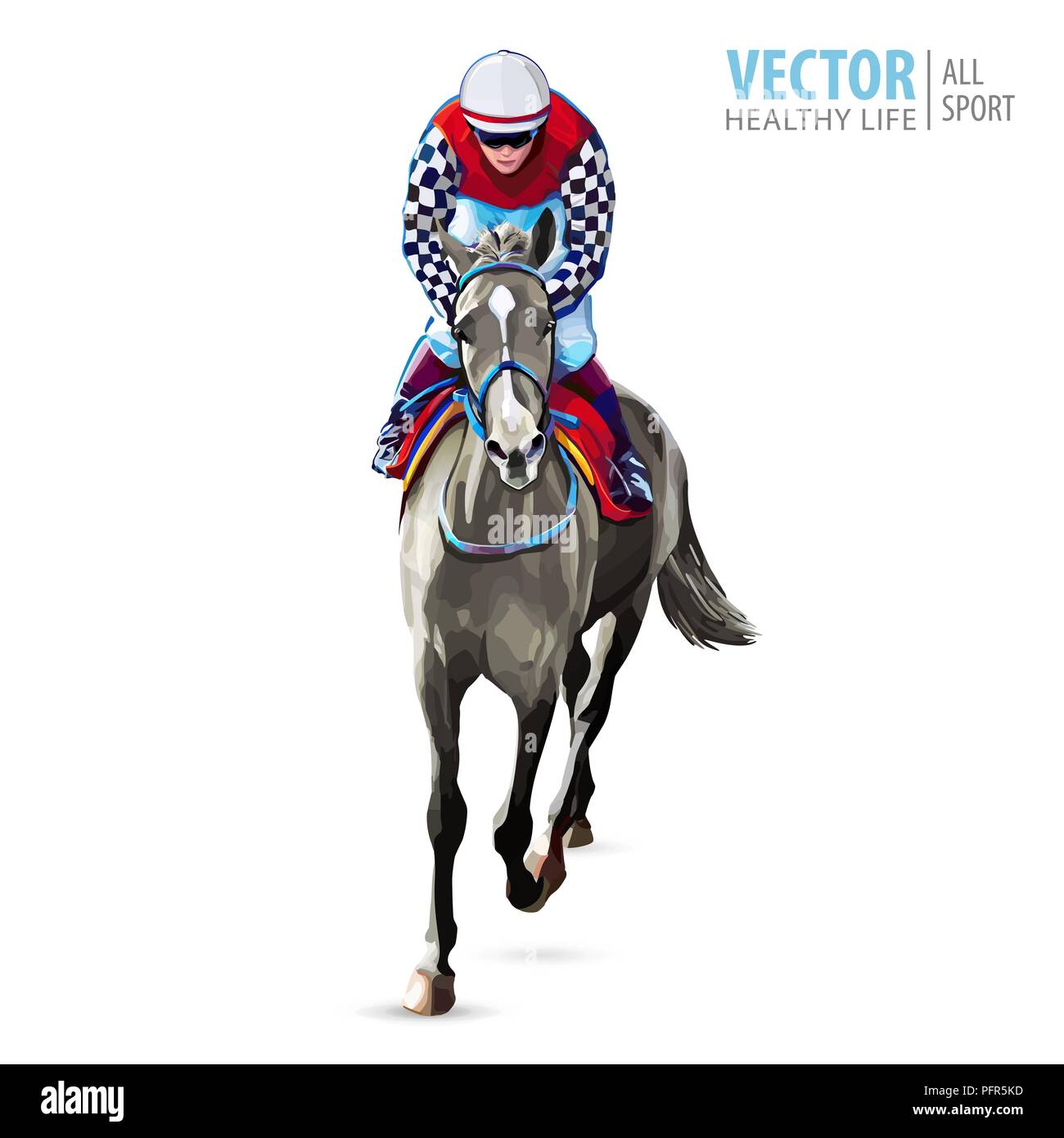 Jockey on horse. Champion. Horse racing. Hippodrome. Racetrack. Jump ...