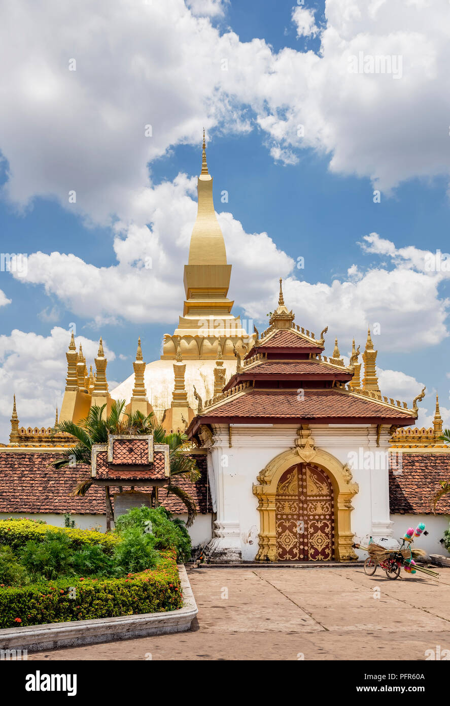 The beautiful and famous Pha That Luang stupa in Vientiane, Laos Stock ...