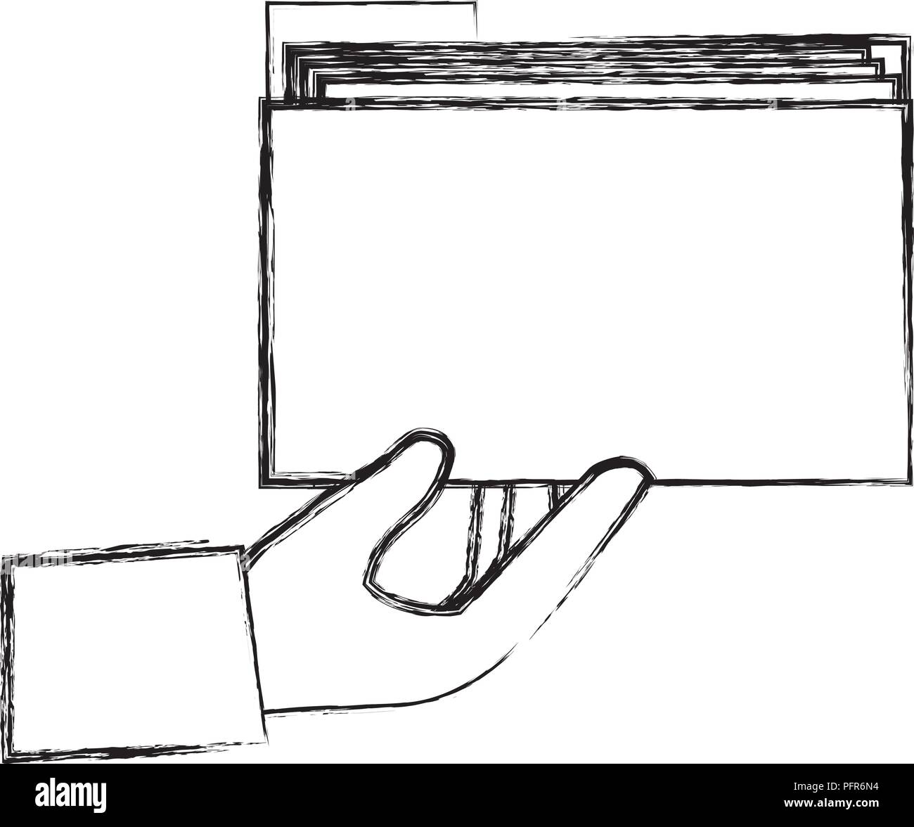 hand with file folder vector illustration design Stock Vector Image ...