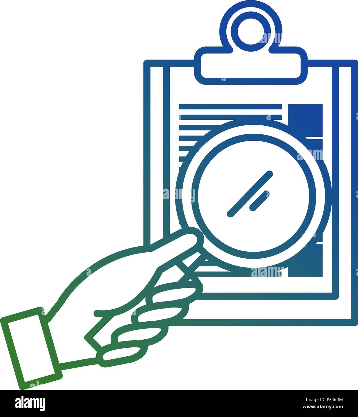 hand with magnifying glass and checklist vector illustration design ...